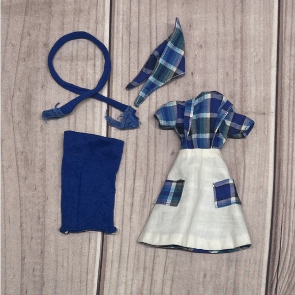Toys | Vintage Barbie Knit Separates 162 Skirt Scared Blue Plaid Dress ...